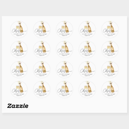 Cheers to Couples Engagement Party Classic Round Sticker | Zazzle