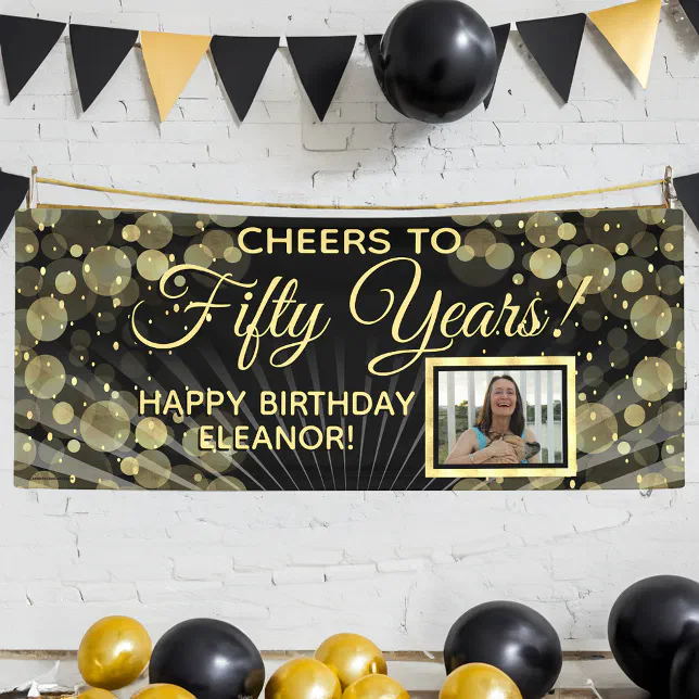 Cheers to Fifty Years 50th Birthday Party Photo Banner | Zazzle