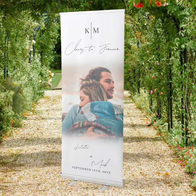 Cheers to Forever Wedding Photo Monogram Sign | Zazzle