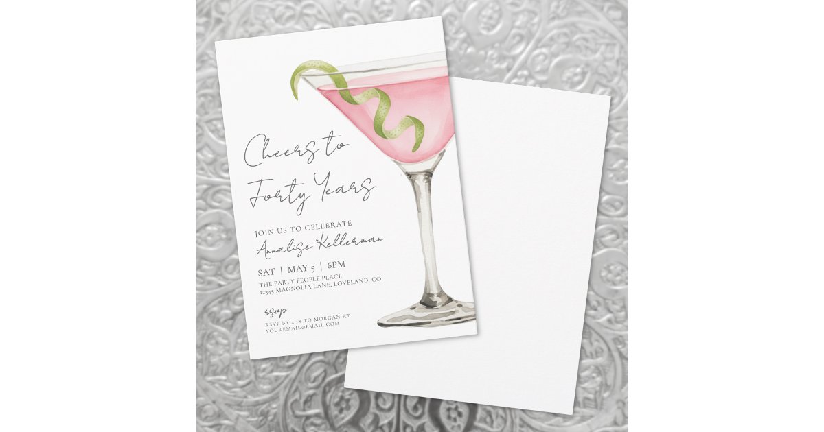 Cheers To Forty 40th Birthday Party Invitation | Zazzle