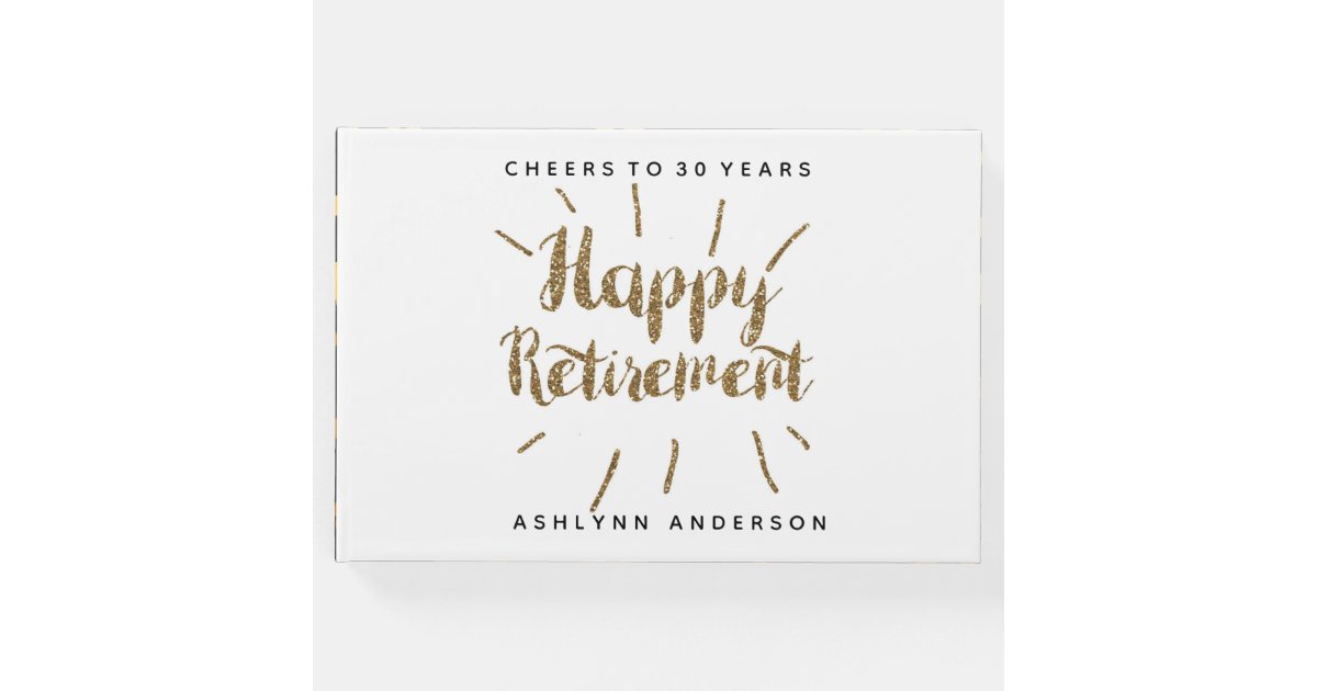 Cheers to Gold Happy Retirement Guest Book | Zazzle