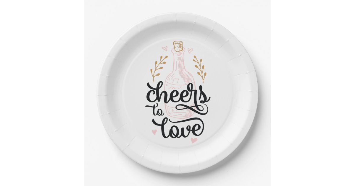 Cheers to Love Bridal Shower Paper Plates | Zazzle