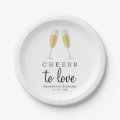 CHEERS To Love Elegant Gold Champagne Wedding Paper Plates | Zazzle