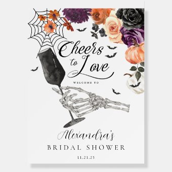 Cheers to Love Skeleton Hand Floral Gothic Bridal Foam Board | Zazzle