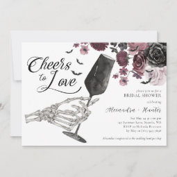 Cheers to Love Skeleton Hand Floral Gothic Bridal Invitation | Zazzle