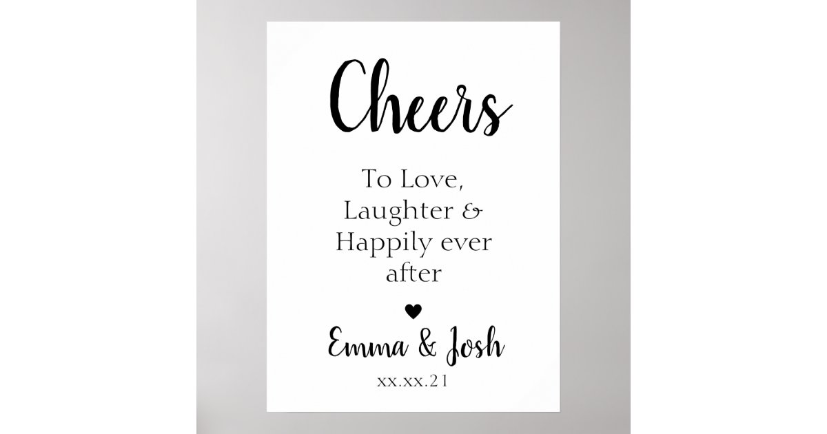 Cheers to Love Wedding Poster | Zazzle