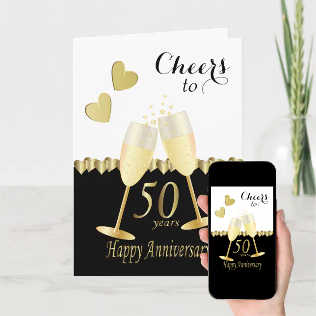 Cheers to Our 50th Golden Anniversary | DIY Text Card | Zazzle