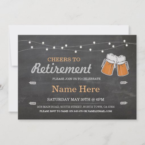 Cheers to Retirement Party Chalk Beers Invitation | Zazzle