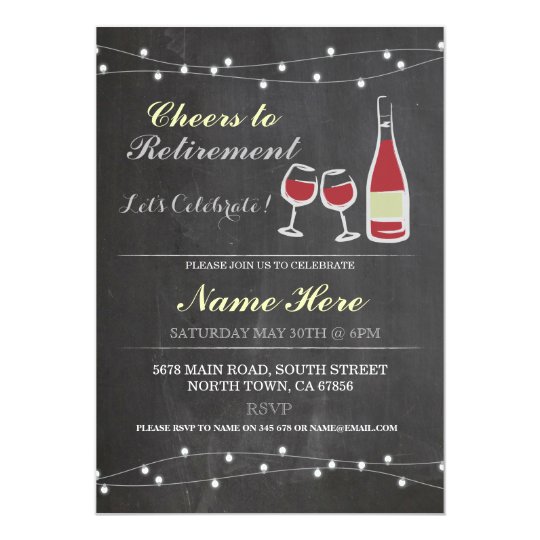 Cheers to Retirement Party Chalk red glass Invite | Zazzle.com