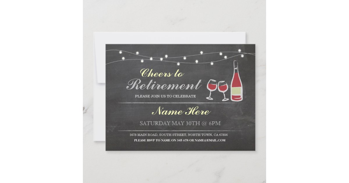 Cheers to Retirement Party Chalk red Invitation | Zazzle