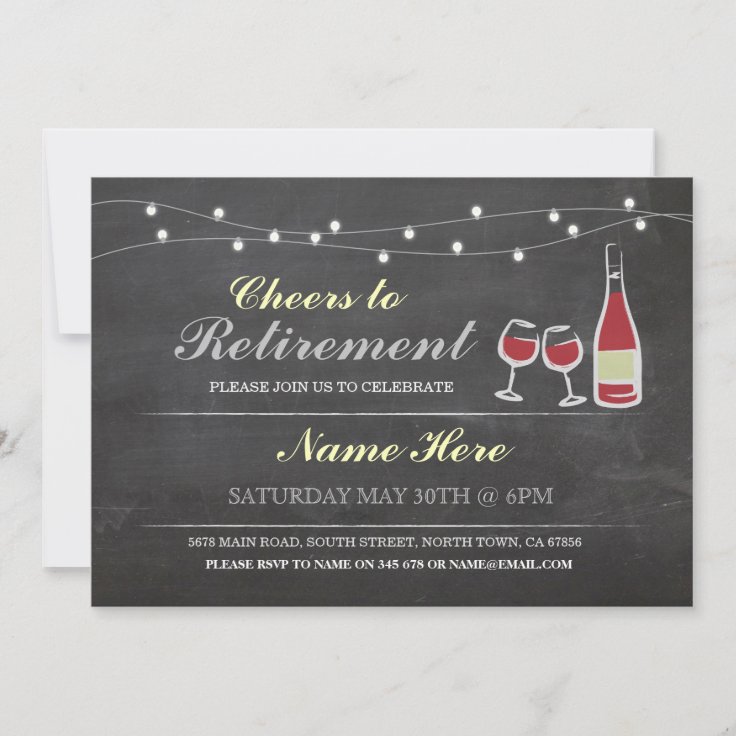 Cheers to Retirement Party Chalk red Invitation | Zazzle