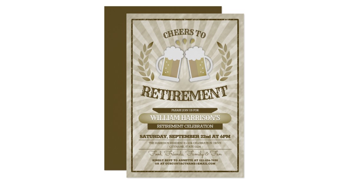 Cheers to Retirement Party Invitations | Zazzle.com