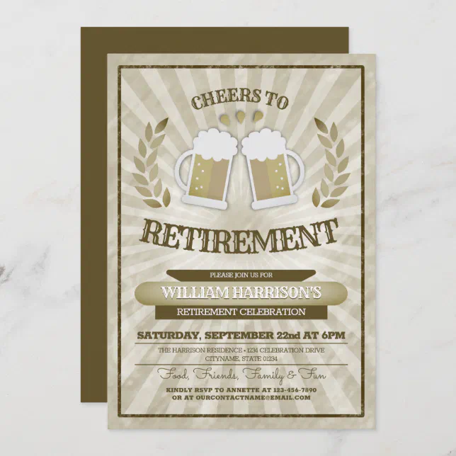Cheers to Retirement Party Invitations | Zazzle