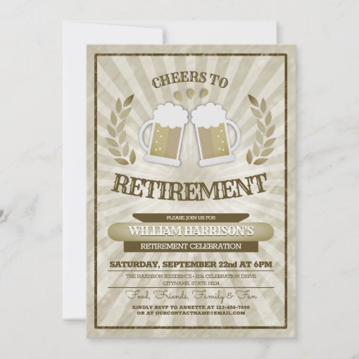 Cheers to Retirement Party Invitations | Zazzle