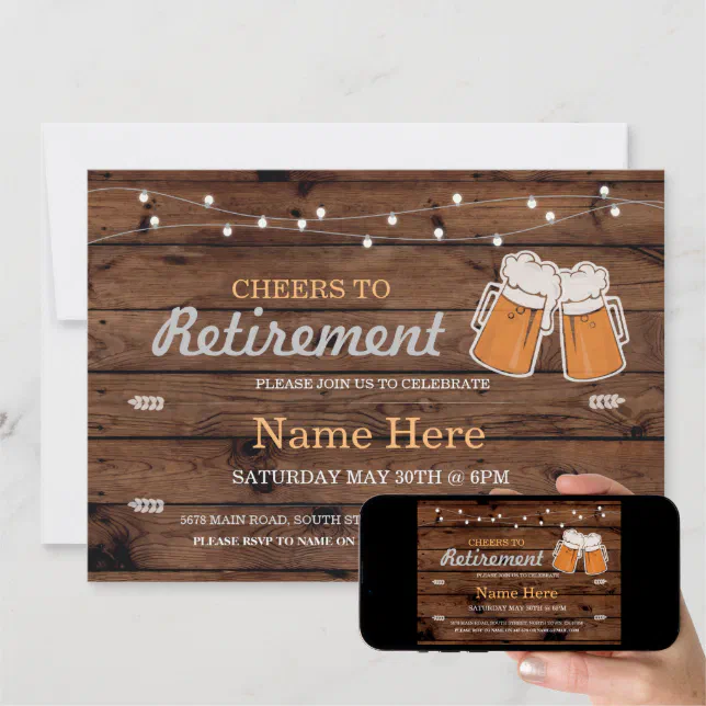 Cheers to Retirement Party Wood Beers Invitation | Zazzle