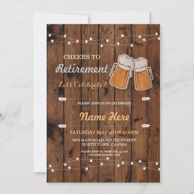 Cheers to Retirement Party Wood Beers Invite | Zazzle