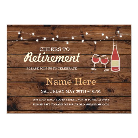 Cheers to Retirement Party Wood Wine Invitation | Zazzle.com