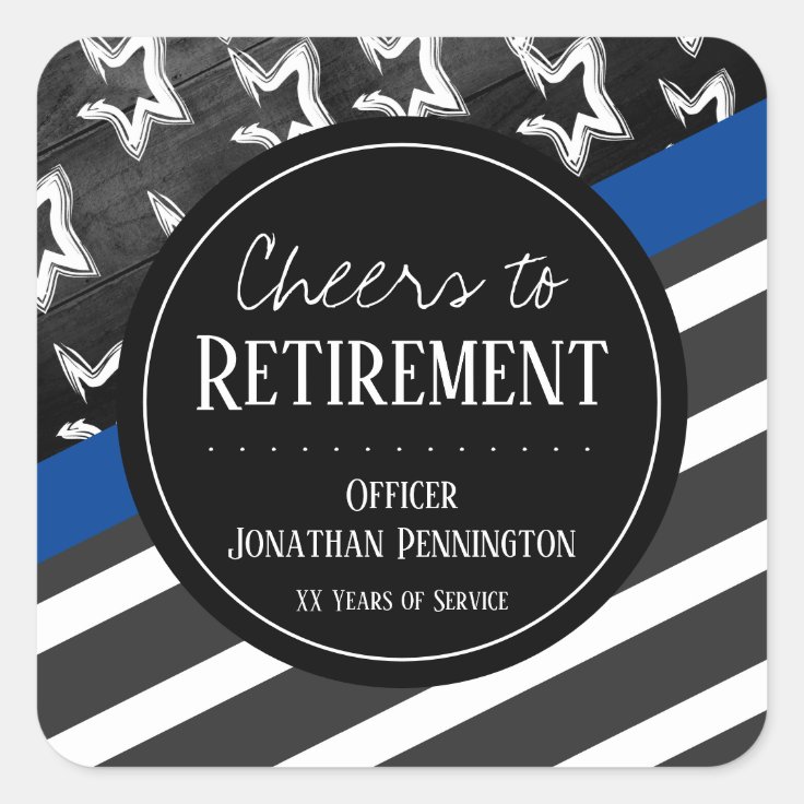 Cheers to Retirement Police Officer Square Sticker | Zazzle