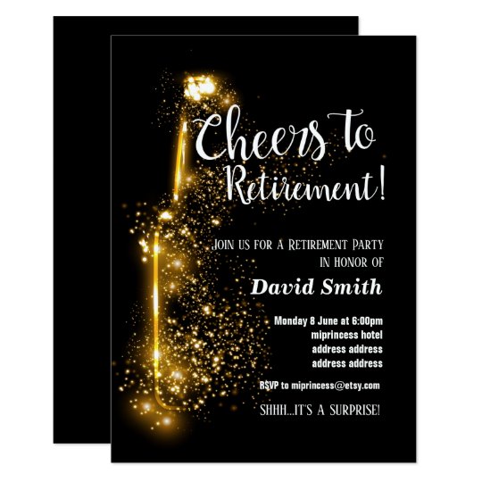 Cheers to Retirement, retired, wine, glitter Invitation | Zazzle.com