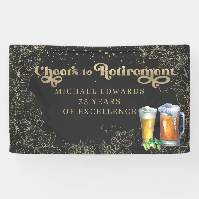 Cheers to Retirement | Vintage Beer Party Banner | Zazzle