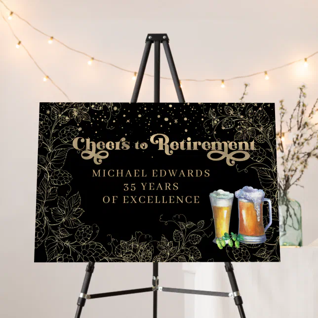 Cheers to Retirement | Vintage Beer Party Sign | Zazzle
