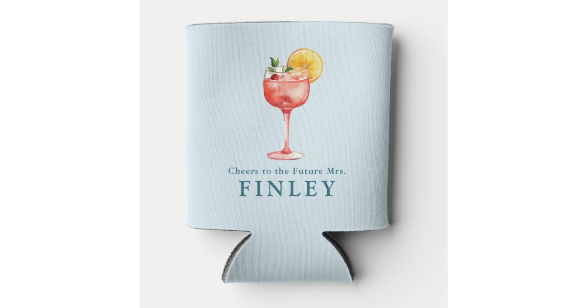Cheers to the Future Mrs Light Blue Bridal Shower Can Cooler | Zazzle