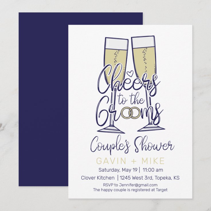 Cheers to the Grooms Couples Wedding Shower Invitation | Zazzle