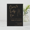 Cheers to Twenty One Black Gold 21st Birthday Invitation | Zazzle