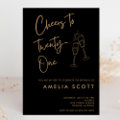 Cheers to Twenty One Black Gold 21st Birthday Invitation | Zazzle