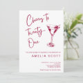 Cheers Twenty One Cherry Red Martini 21st Birthday Invitation | Zazzle
