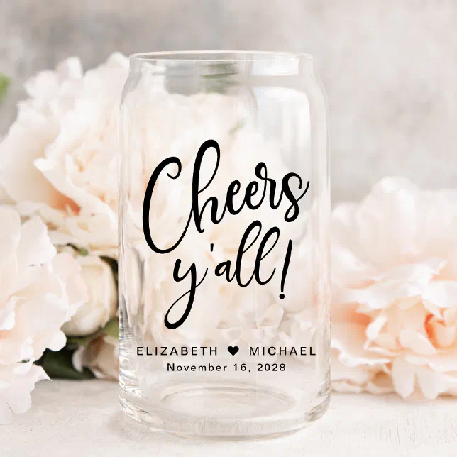 Cheers Wedding Favor Can Glass | Zazzle