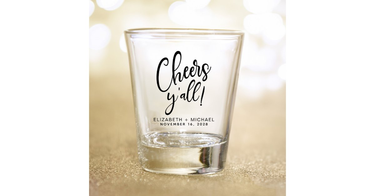 Cheers Wedding Favor Shot Glass | Zazzle