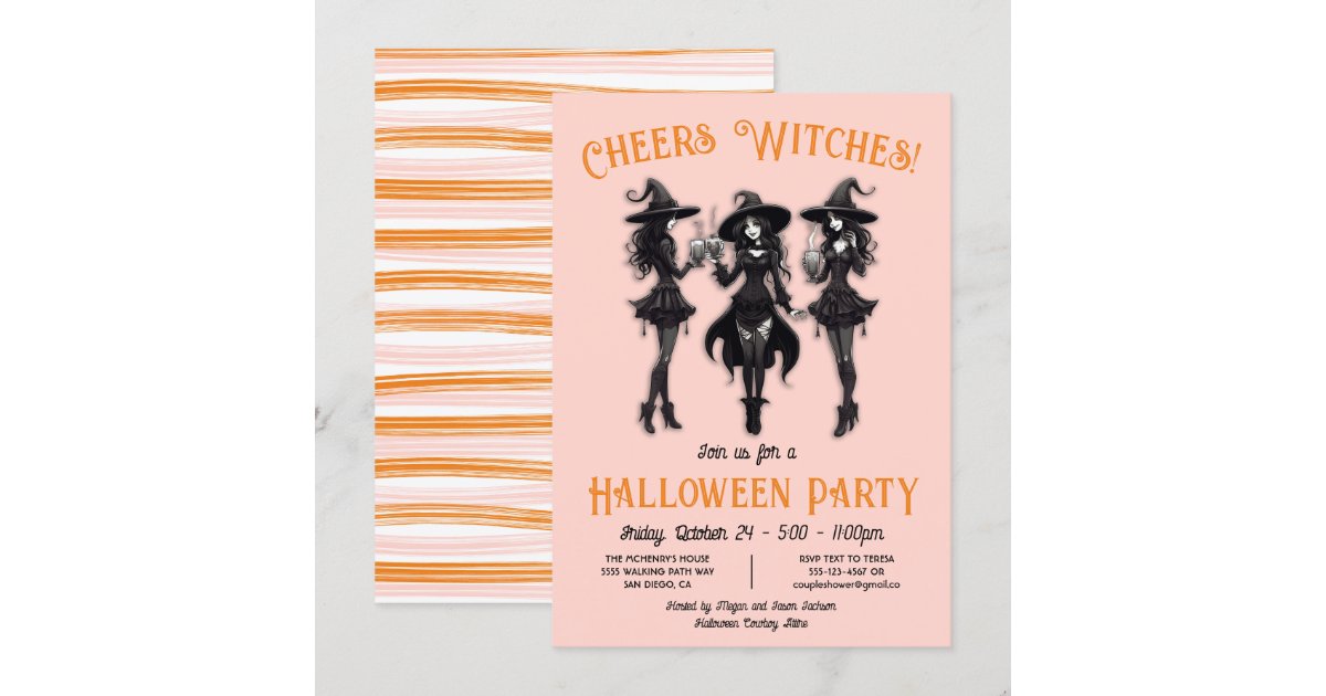 Cheers Witches Halloween Party Invitation | Zazzle