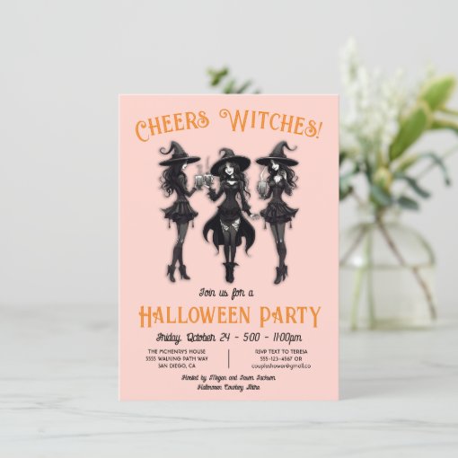 Cheers Witches Halloween Party Invitation | Zazzle