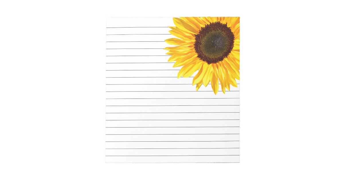 Cheery Yellow Sunflower Lined Notepad | Zazzle