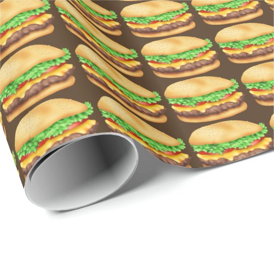 Cheese burger fast food themed wrapping paper | Zazzle.com