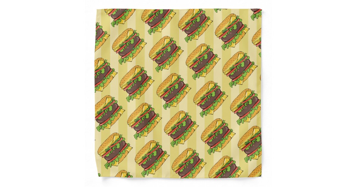 Cheese Burger Sandwich Pattern Diner Chef Bandana | Zazzle