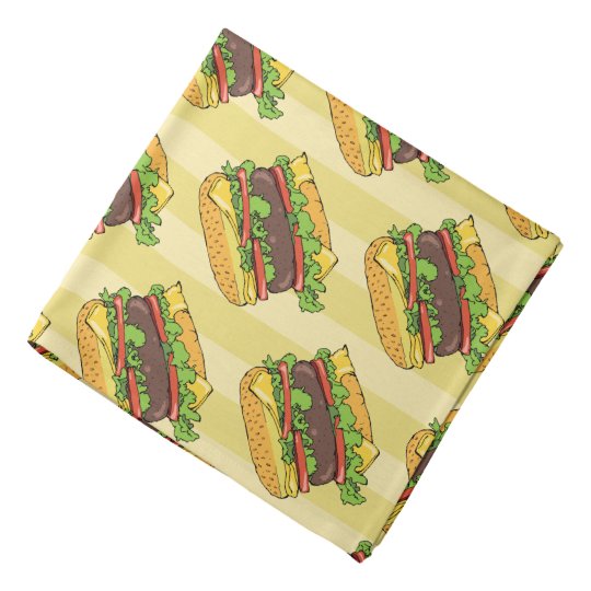 Cheese Burger Sandwich Pattern Diner Chef Bandana | Zazzle.com