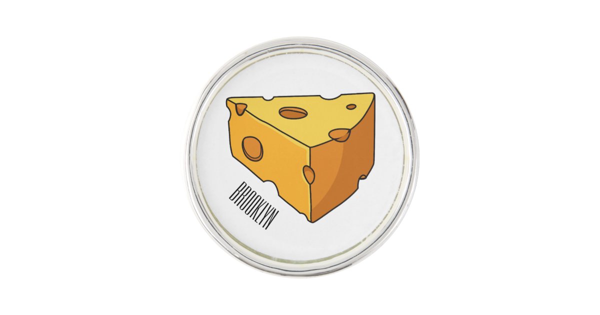 Cheese cartoon illustration lapel pin | Zazzle