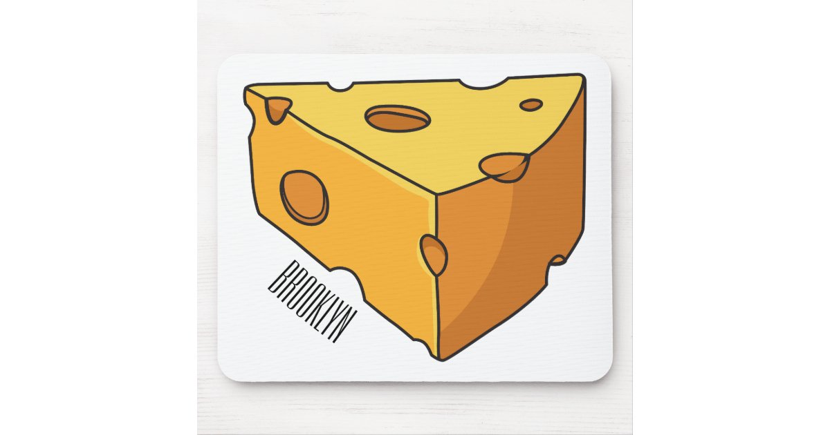 Cheese cartoon illustration mouse pad | Zazzle