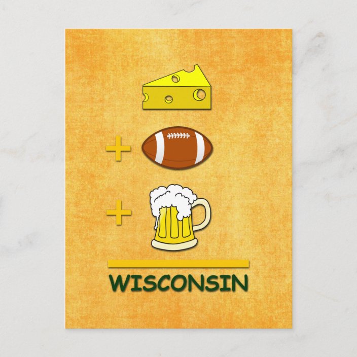 Cheese Football Beer Wisconsin Funny Math Postcard | Zazzle.com