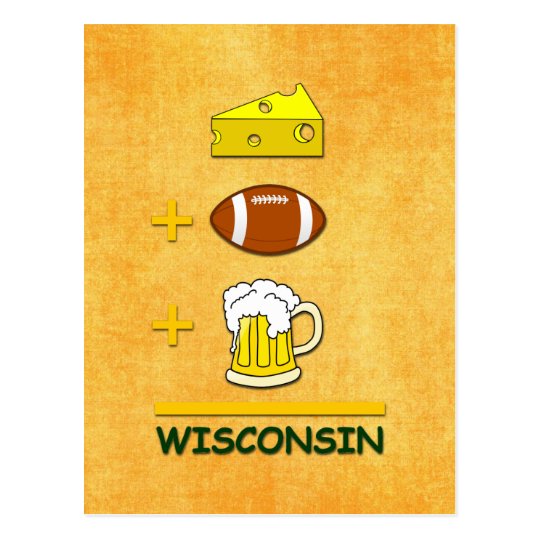 Cheese Football Beer Wisconsin Funny Math Postcard | Zazzle.com