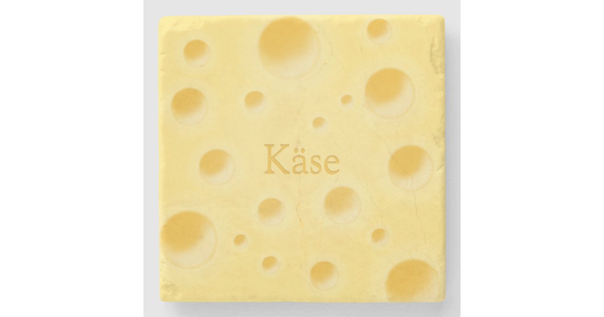 "Cheese" in German Cute Cheese Slice Custom Stone Coaster | Zazzle