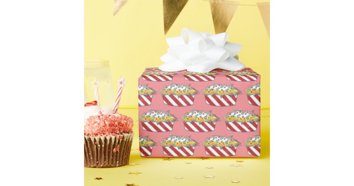 Cheese Nacho Tortilla Chips Nachos Junk Food Wrapping Paper | Zazzle
