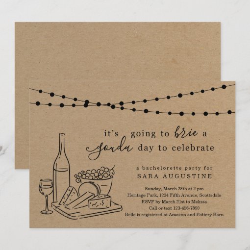 Cheese Theme Bachelorette Party Kraft Background Invitation | Zazzle