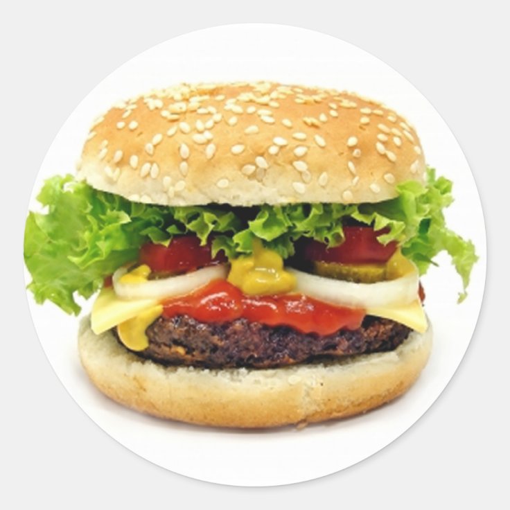 Cheeseburger Classic Round Sticker | Zazzle