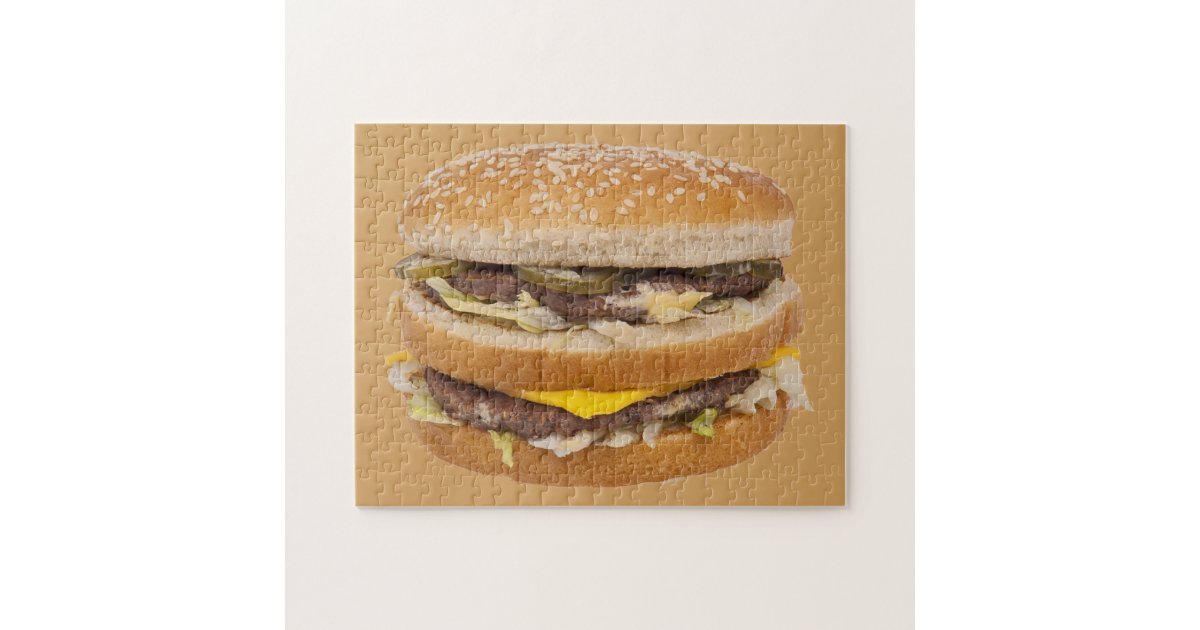 Cheeseburger double fast food jigsaw puzzle | Zazzle