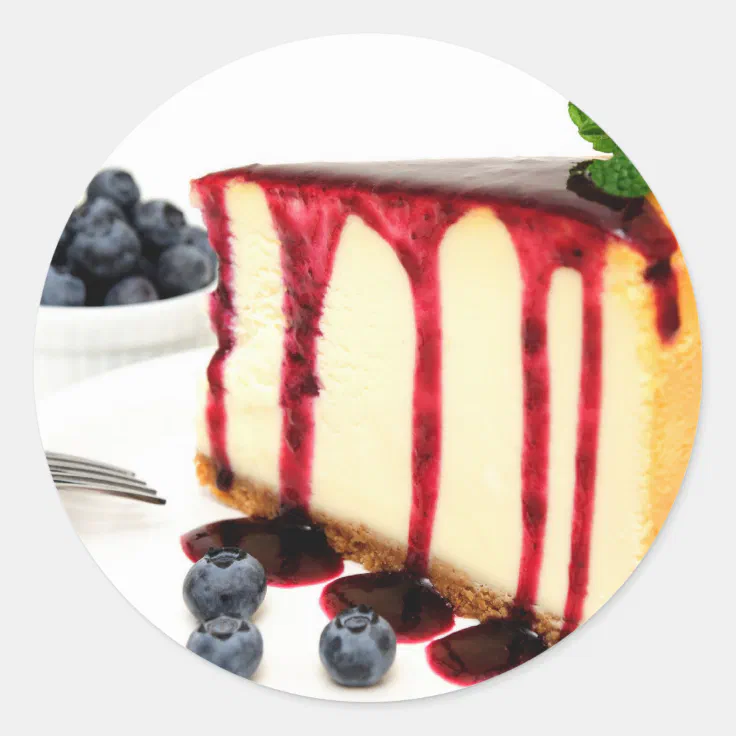 Cheesecake And Blueberries Classic Round Sticker | Zazzle