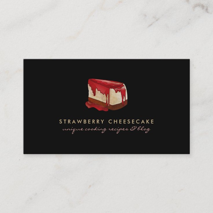 Cheesecake Strawberry Pastry Dessert Business Card | Zazzle