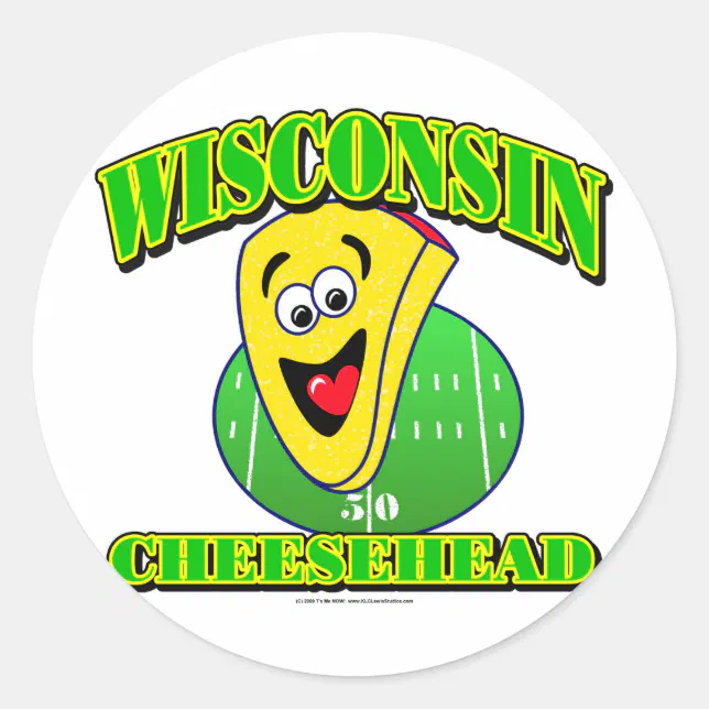 CheeseHead Cartoon Classic Round Sticker | Zazzle
